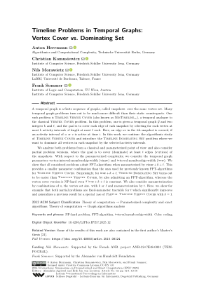 Timeline Problems in Temporal Graphs: Vertex Cover vs. Dominating Set