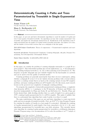 Deterministically Counting k-Paths and Trees Parameterized by Treewidth ...