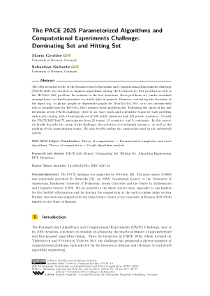 The PACE 2025 Parameterized Algorithms and Computational Experiments ...